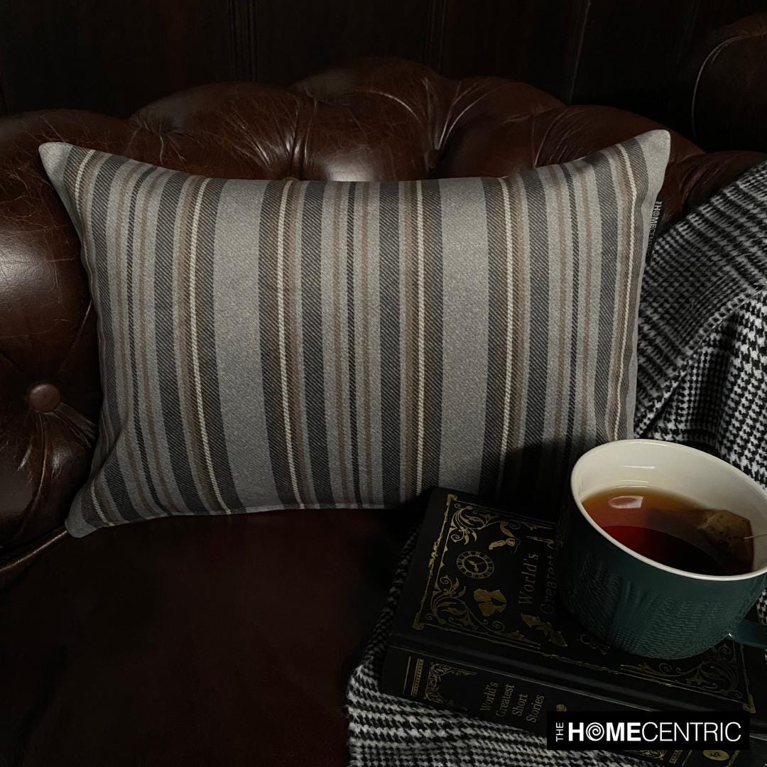 Gray Stripe Oblong / Lumbar Pillow Cover in Velvet Striped Pillow Case ...