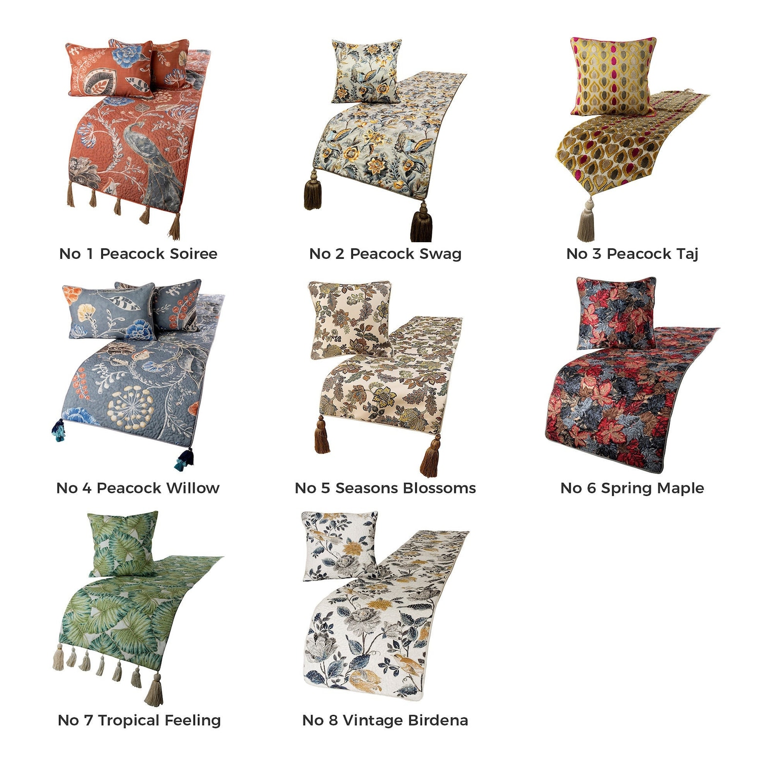 Bed Runner Collection With Matching Decorative Pillow Cover in King ...