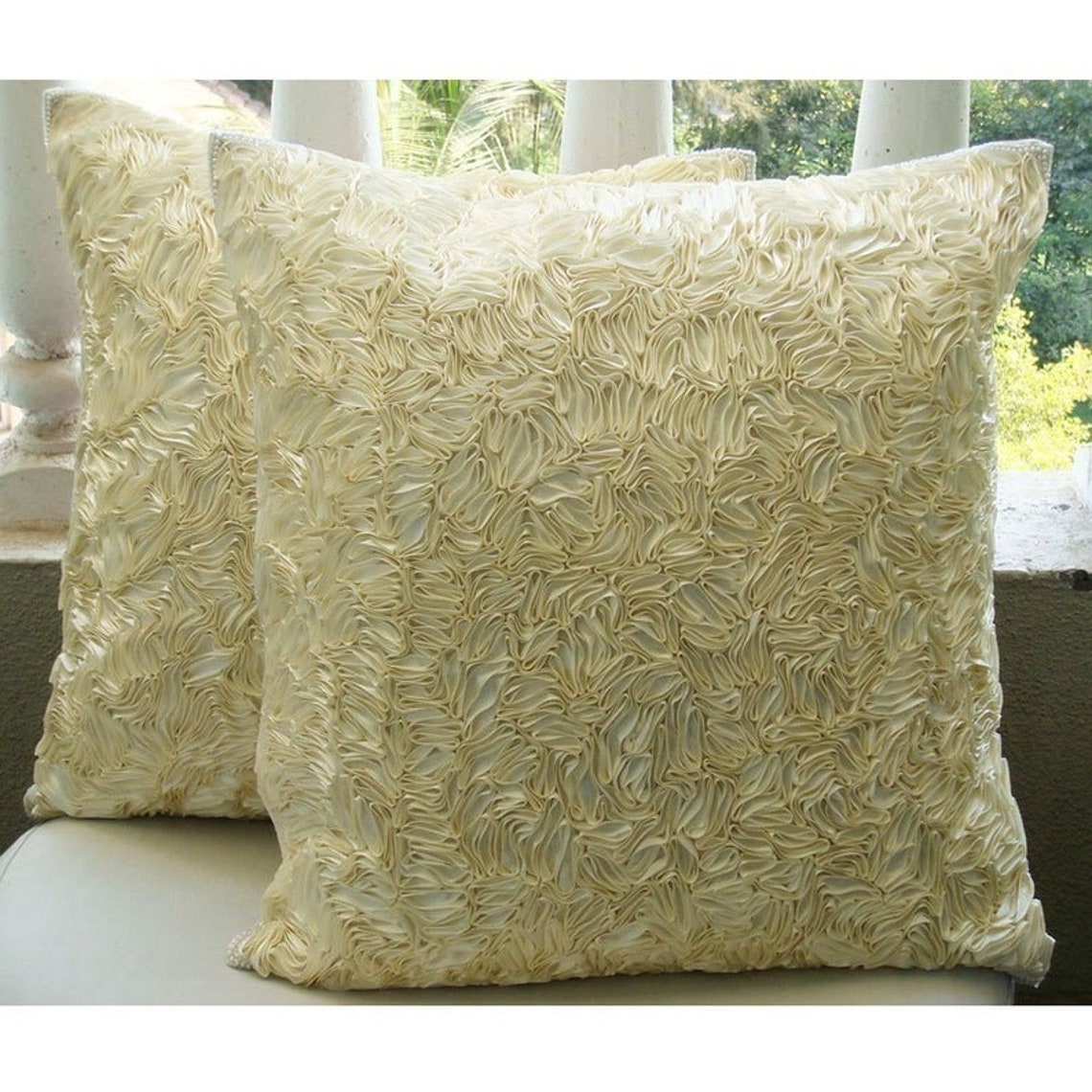 16x16 Decorative Ivory Throw Pillow Cover Art | Etsy