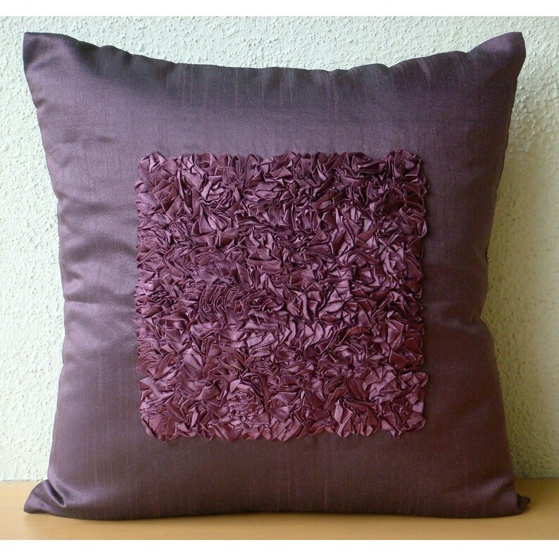 Throw Pillow for Bed Plum Purple Decorative 24"x24"/26"x26", Art Silk ...