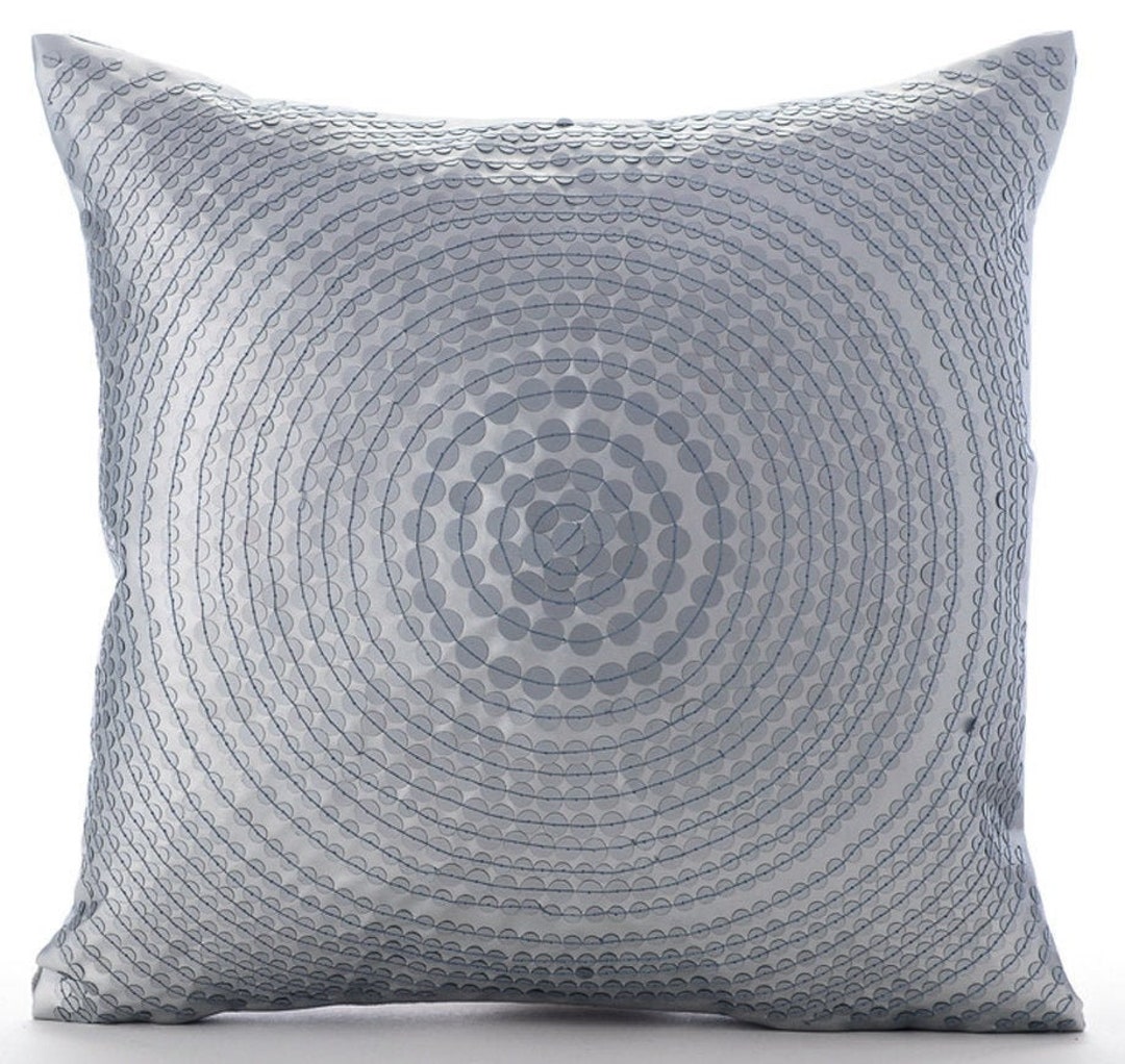16"x16" Decorative Silver Pillow Cushion, Faux Leather Pillow Case ...