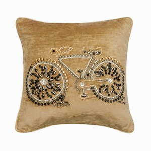 Designer Vintage, Cycle, Vehicle Rhinestones Throw Pillow 16"x16 ...