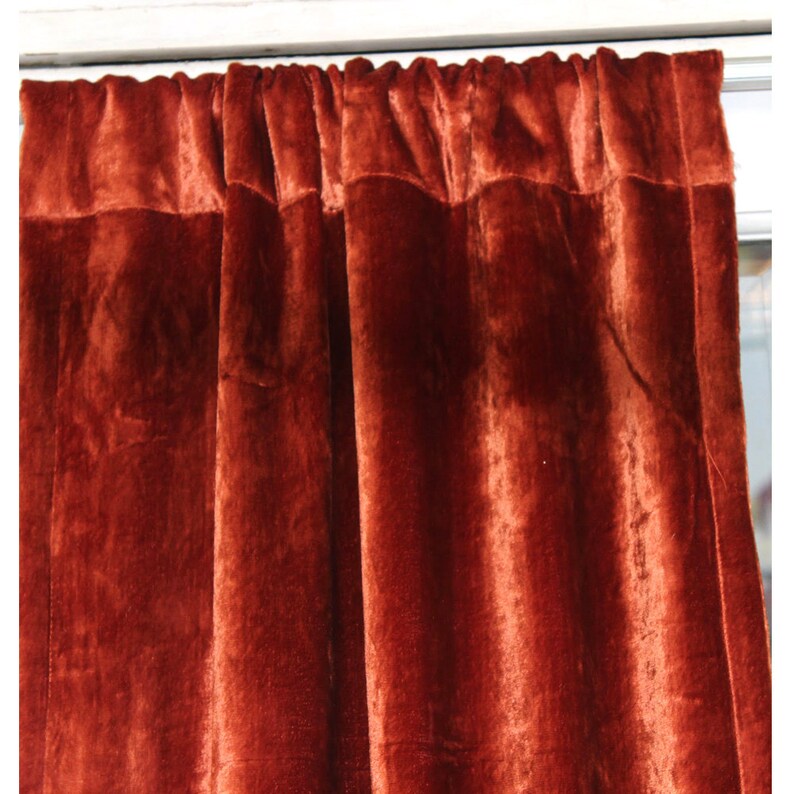 Rust Velvet Curtains 52x84 Rod Pocket Curtain | Etsy