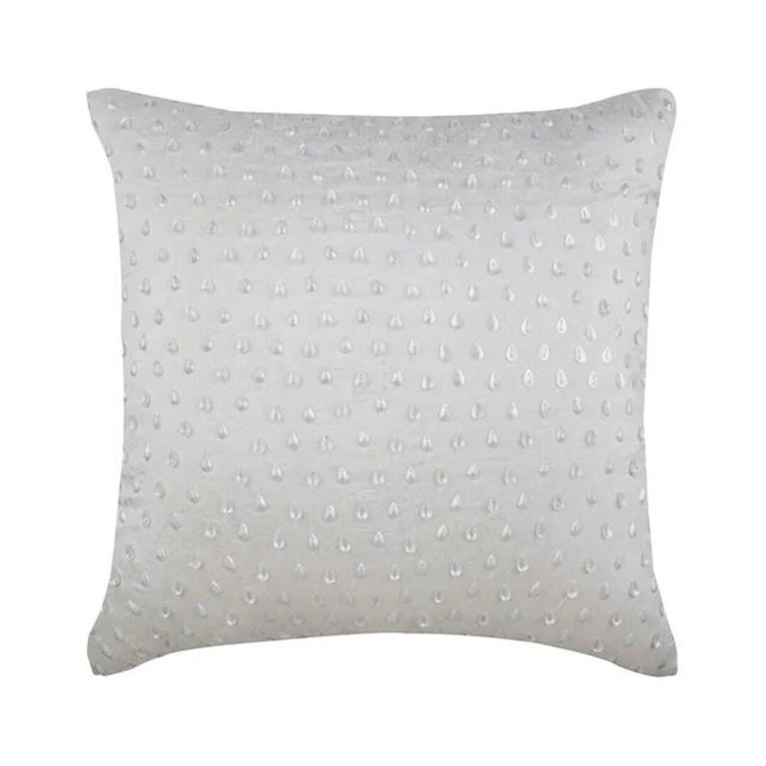 Decorative White Cushions 16"x16", Art Silk Throw Pillow Sofa Cushion ...