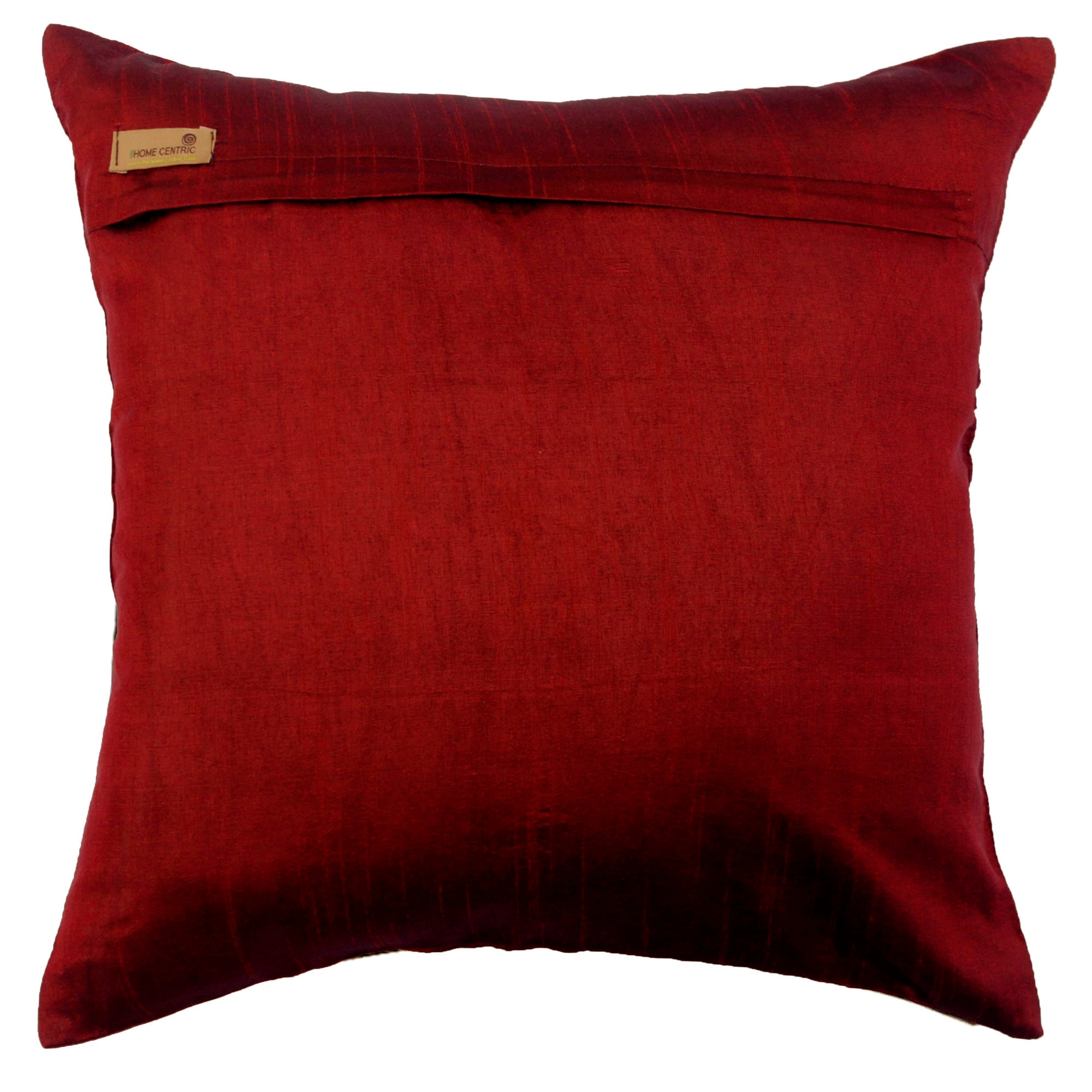 Decorative Silk Cushion 16"x 16", Throw Pillow Red Silk With Gold ...