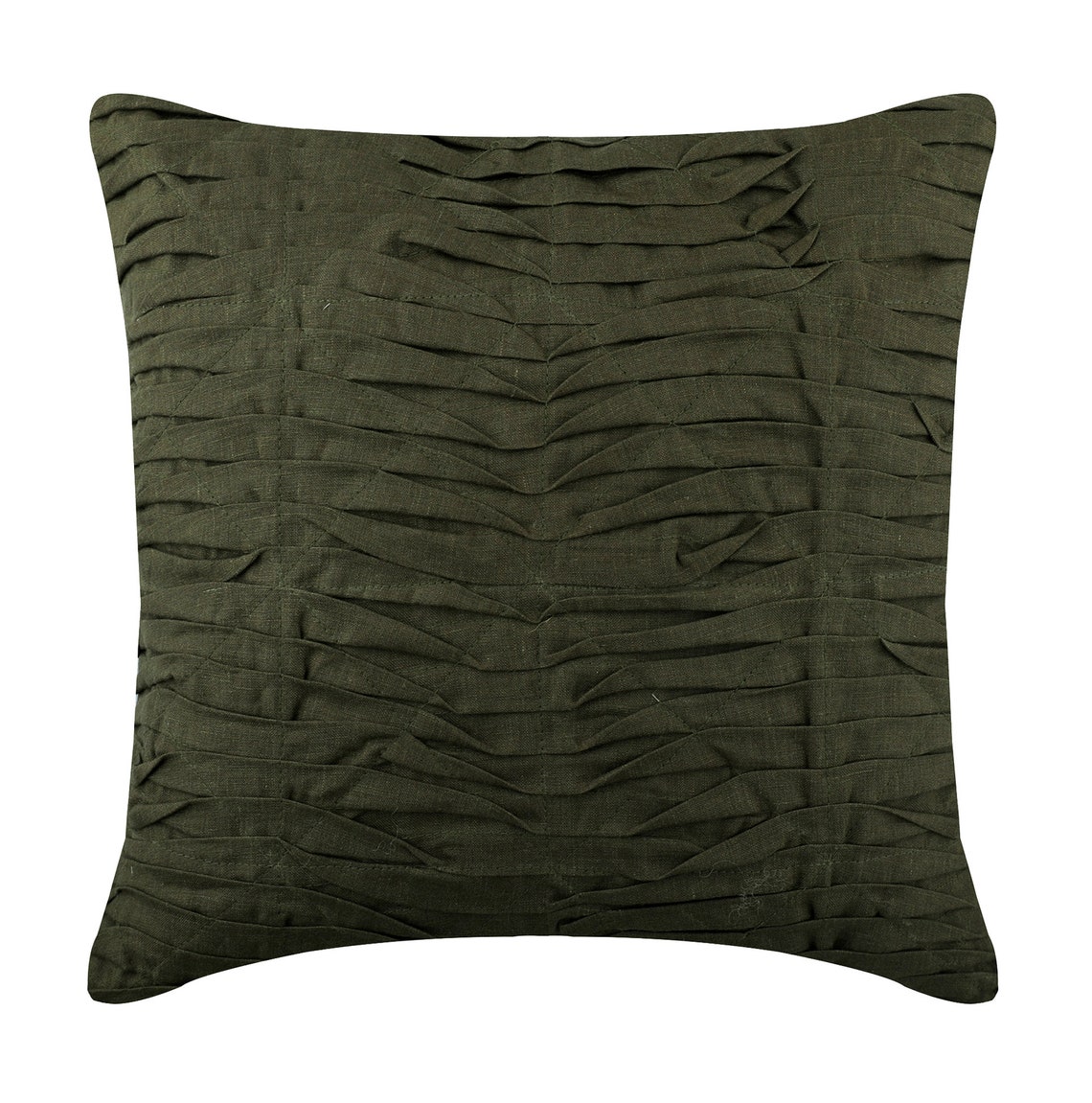 Decorative Olive Green Sofa Cushion 16"x16", Cotton Linen Throw Pillow ...