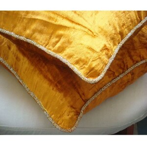 Designer Gold Euro Pillow Sham 24"x24"/26"x26", Velvet Sofa Euro Sham ...