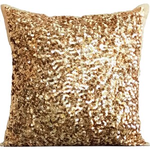 16"x16" Decorative Gold Sofa Throw, Art Silk Throw Cushion Cover Bling ...