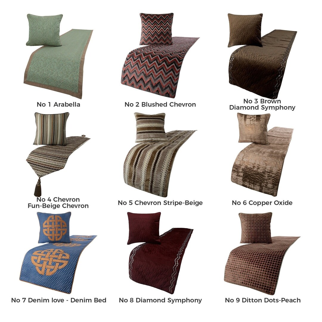 Bed Runner Collection With Decorative Throw Pillow Cover in King ...