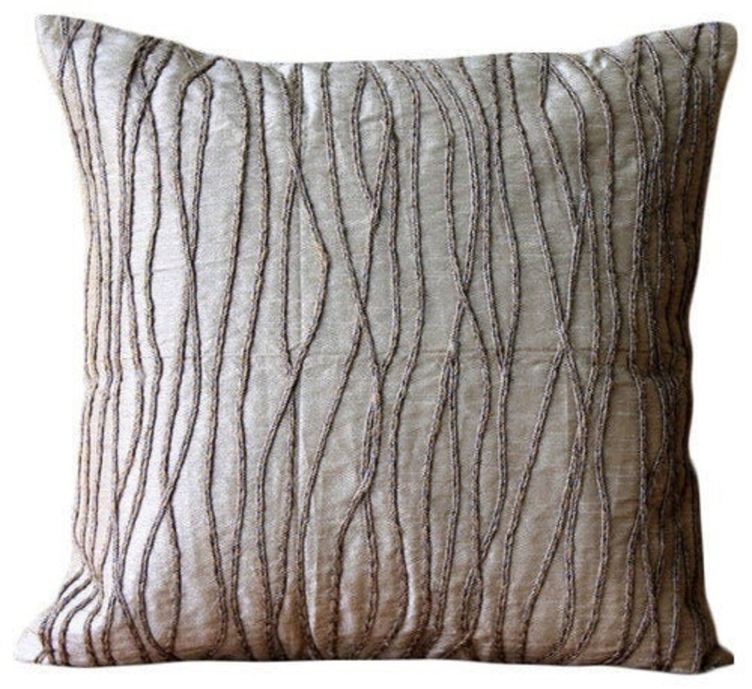 Decorative Beige Bed Cushion 24x24 / 26x26, Art Silk Bed Pillow Sofa ...