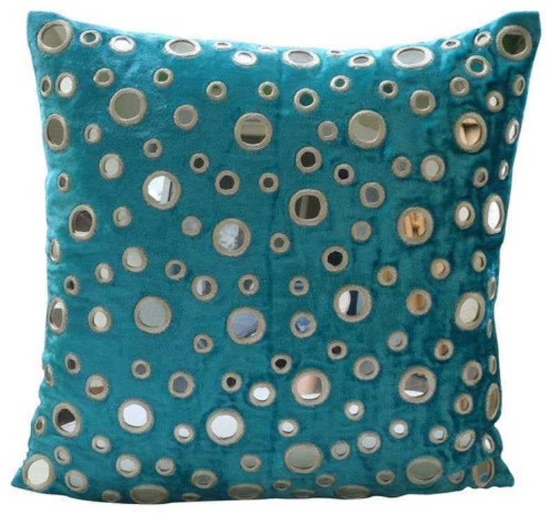 16x16 Designer Turquoise Blue Cushion Cover - Etsy
