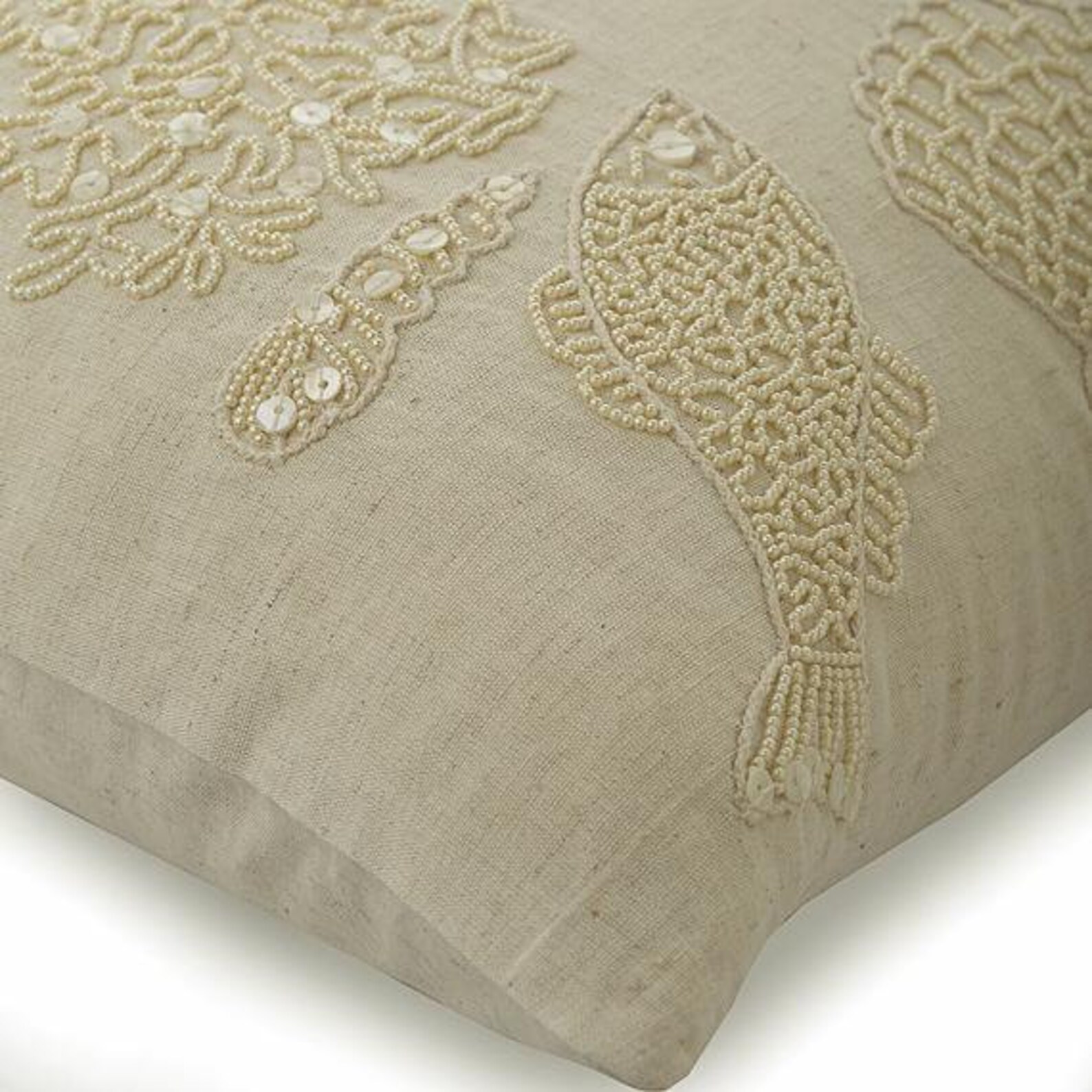 Cotton & Linen Mother of Pearl Sea Creature Pattern Beige Pillow Sham ...