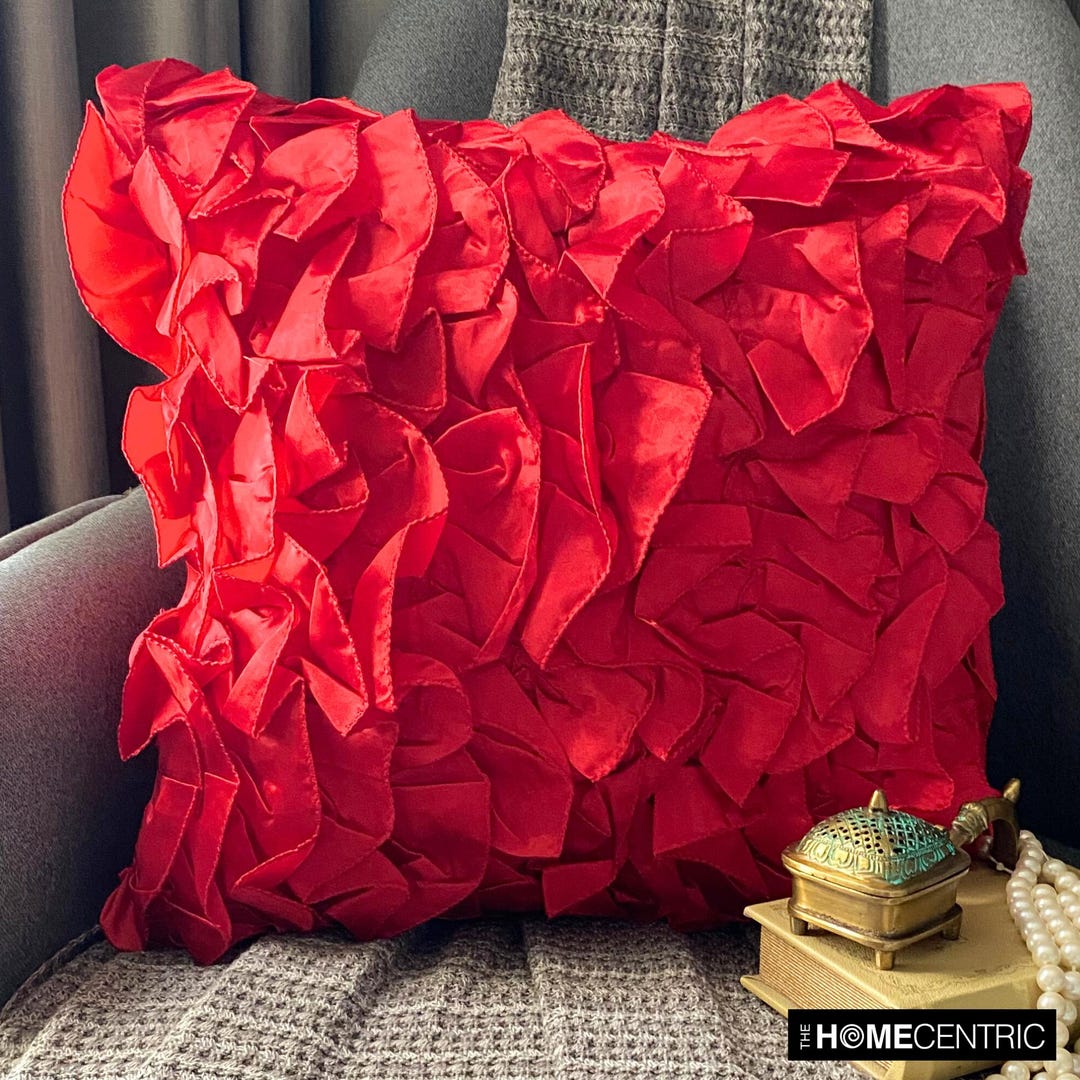 Luxury Red Pillow Sham 24"x24"/26"x26", Satin Throw Pillow for Bed Sofa ...