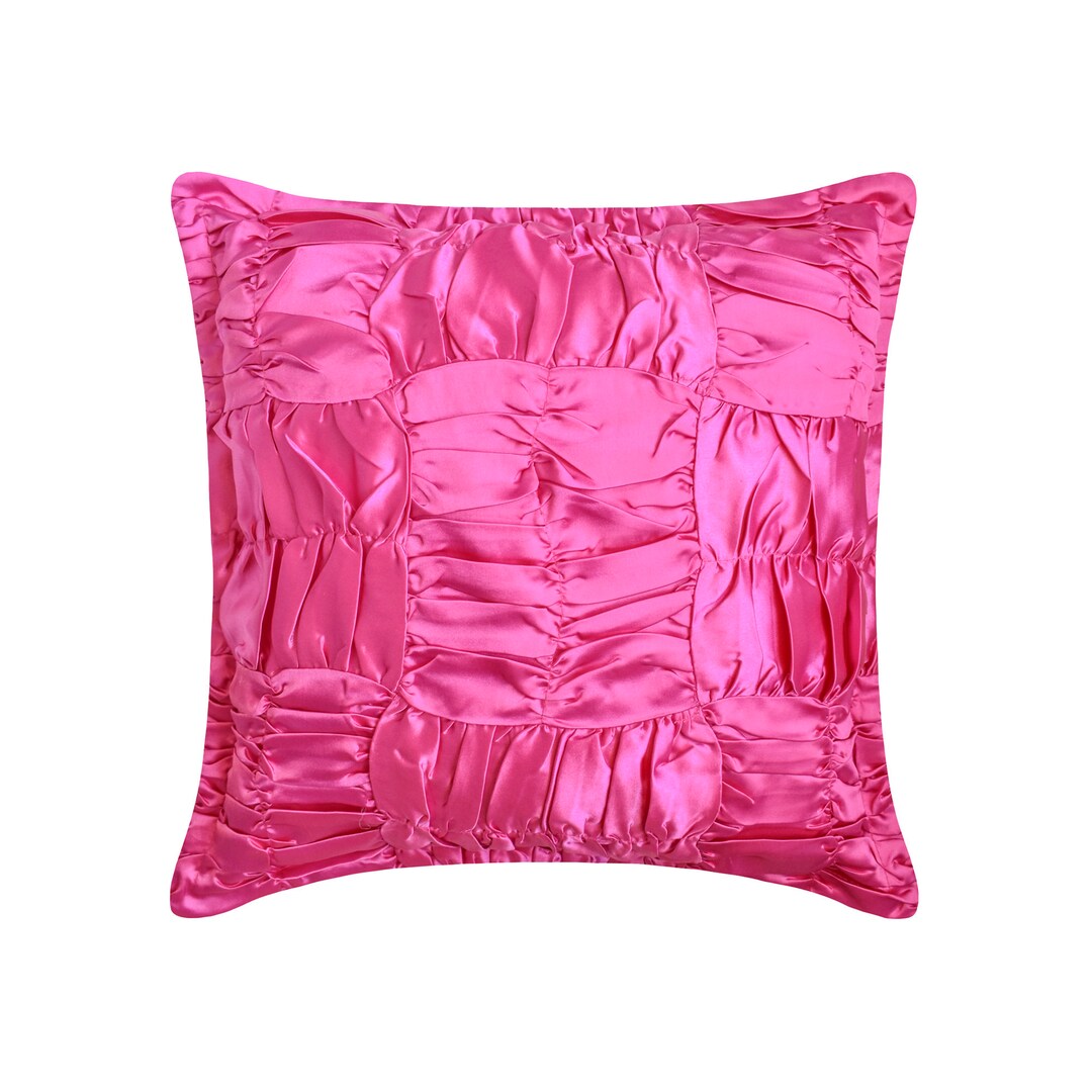 Decorative Hot Pink Bed Pillow 24"x24"/26"x26", Satin European Pillow ...