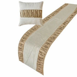 King / Queen / Twin Brown Bed Runner With Matching Throw Pillow Cover ...