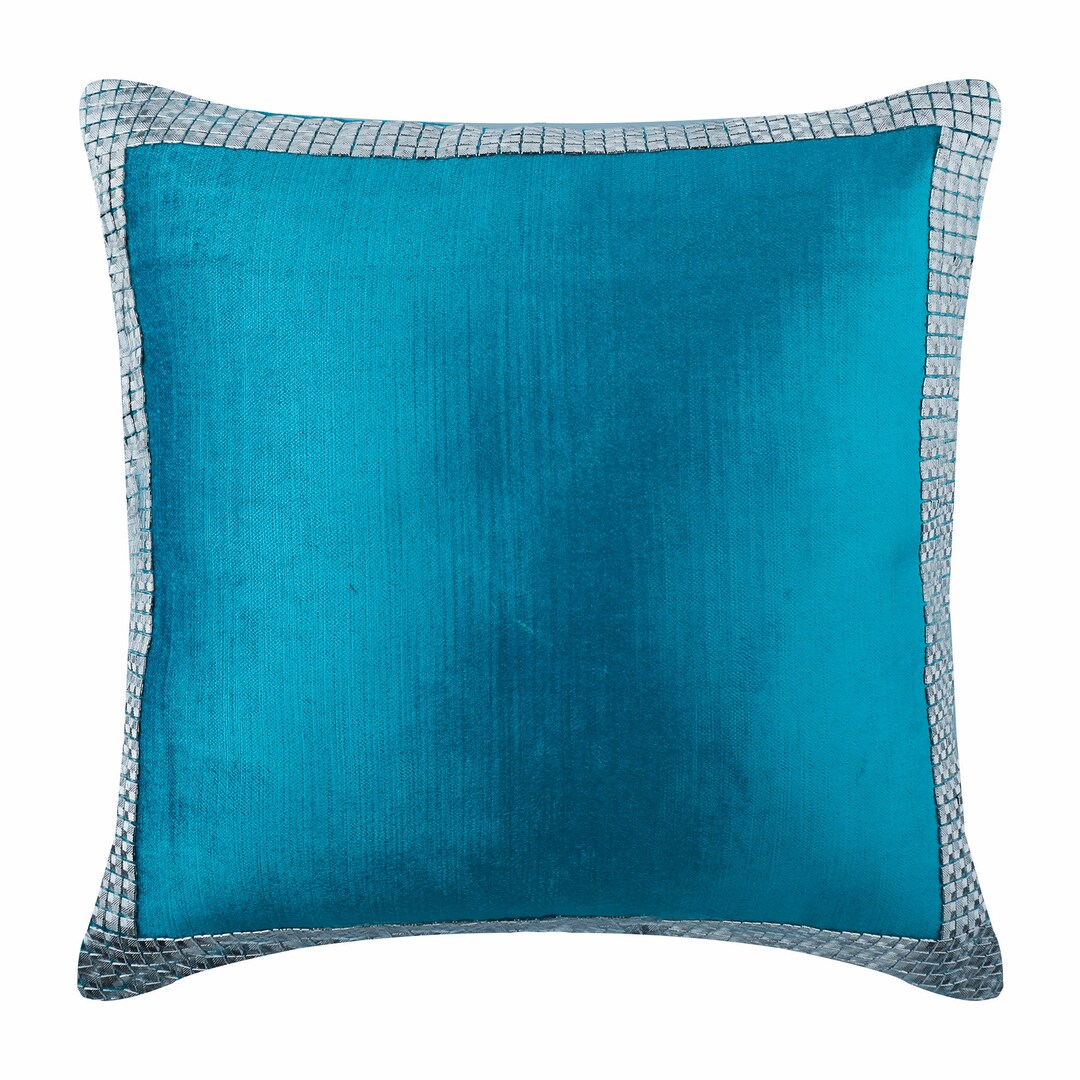 Velvet Turquoise Blue Pillow Case Vintage 16"x16", Decorative Couch ...