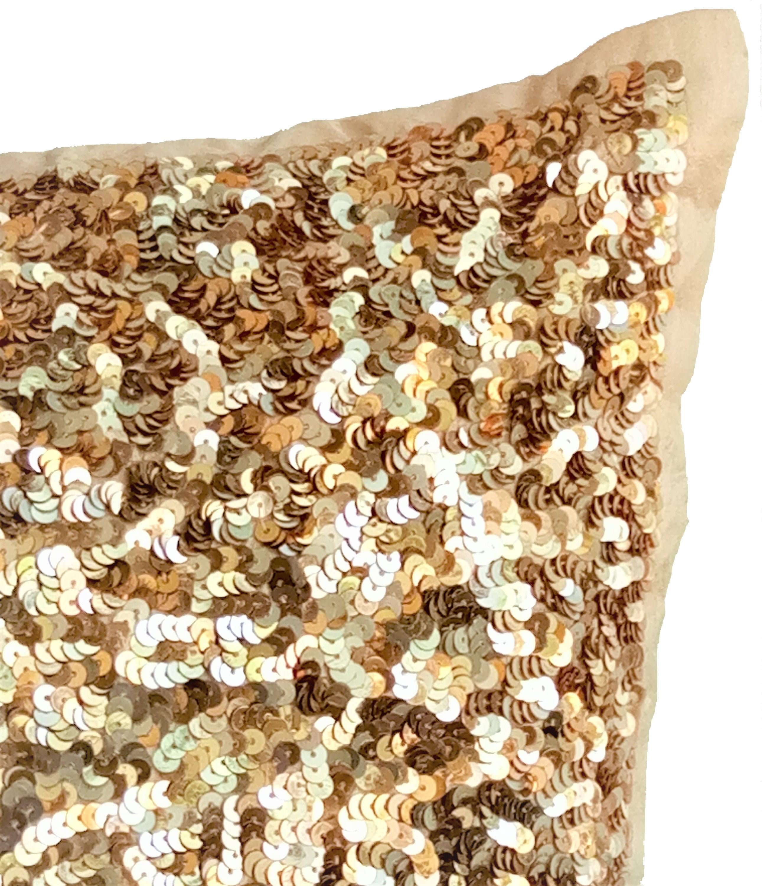 16"x16" Decorative Gold Sofa Throw, Art Silk Throw Cushion Cover Bling ...