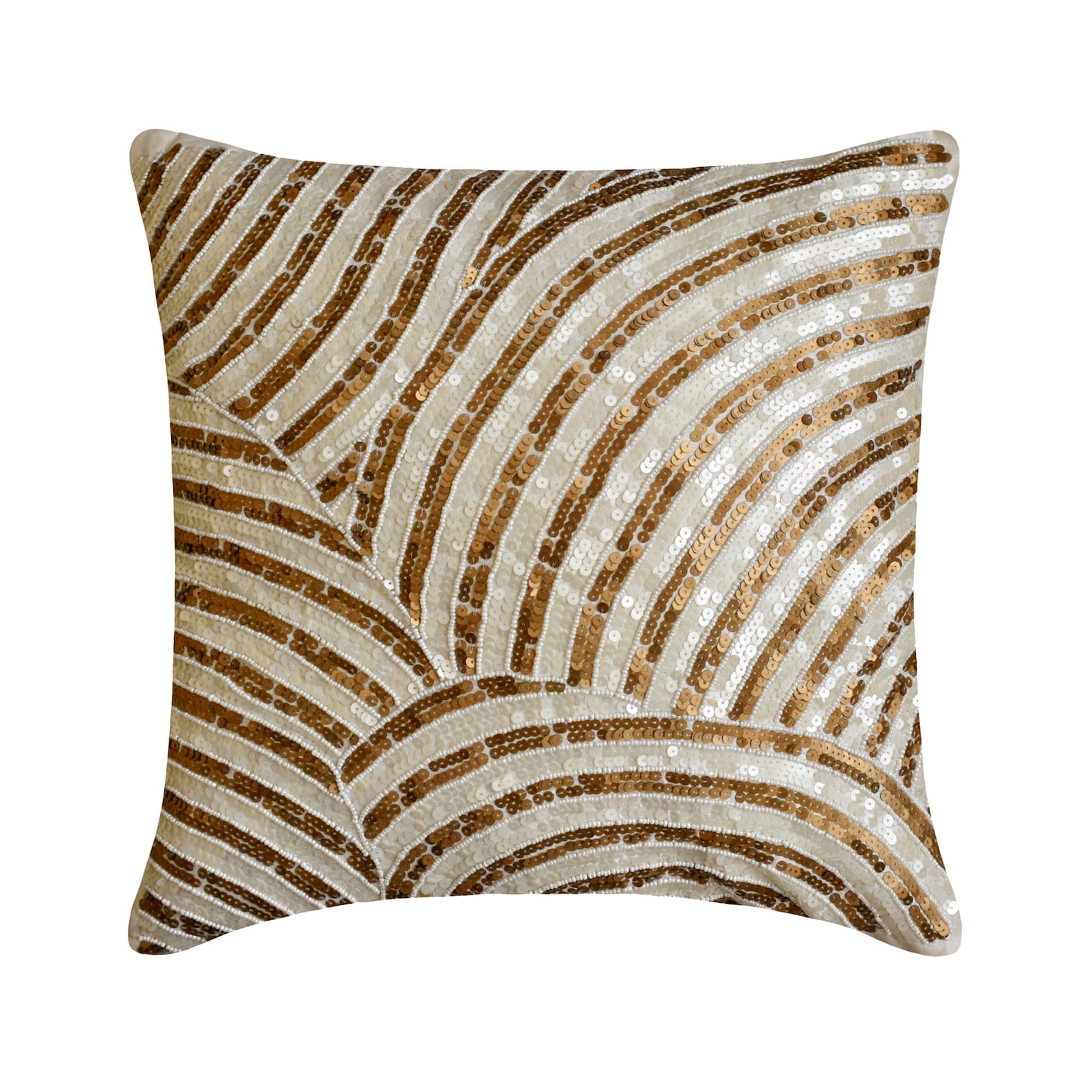 Art Silk Ivory Gold Toss Pillow Cover 16"x16", Luxury Throws for Sofa ...