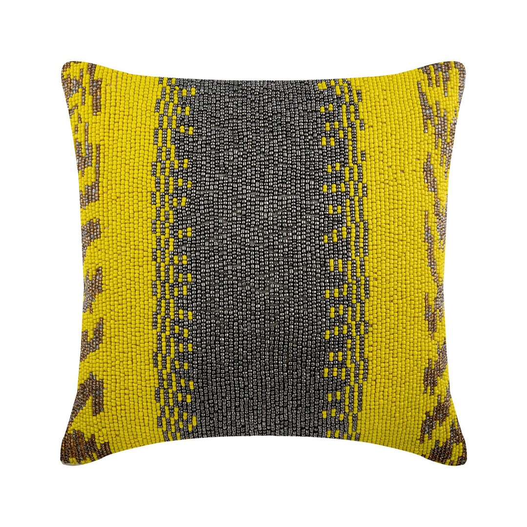 16"x16" Decorative Yellow Cushions, Silk Throw Pillow Sofa Cushion ...