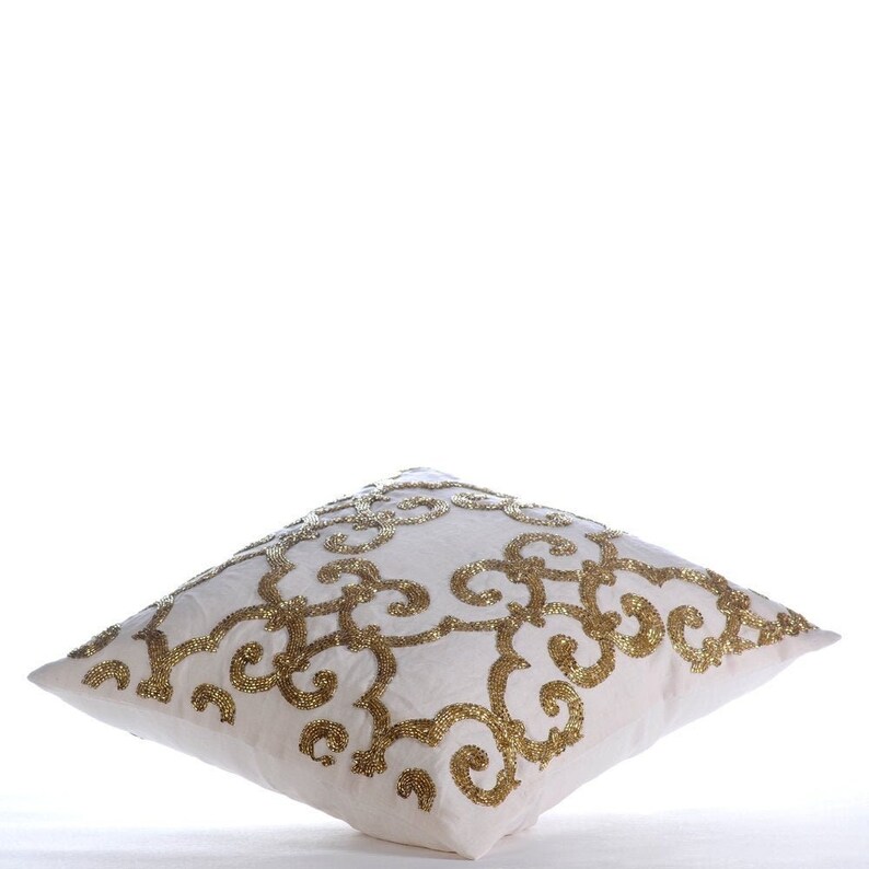 Decorative Gold Sofa Throw Large 24"x24"/26"x26", Cotton Linen Sofa ...