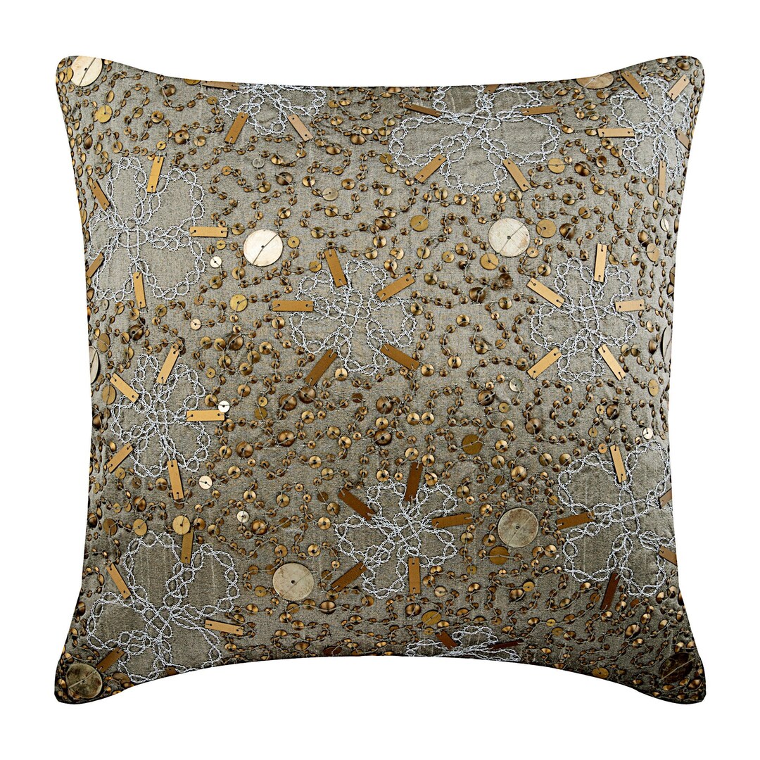 Decorative Silver European Sham Cover 24"x24"/26"x26", Art Silk ...