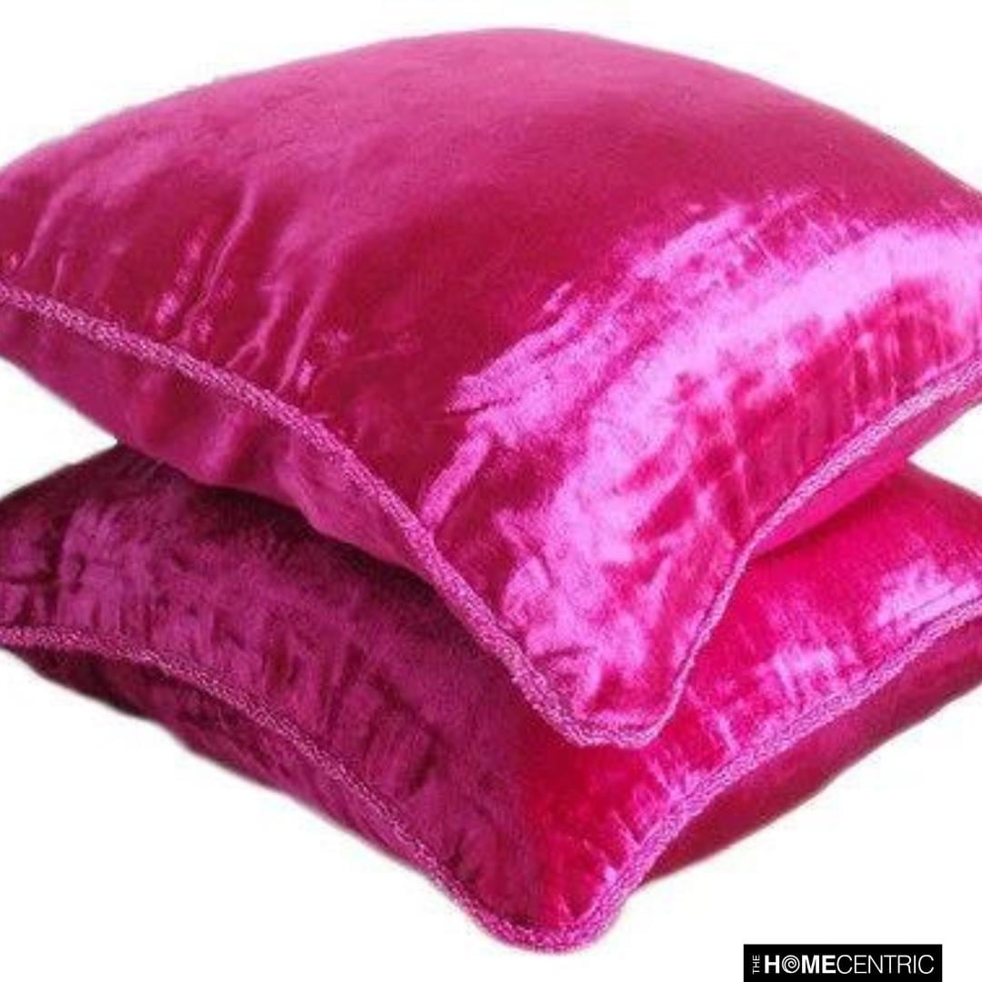 16"x16" Decorative Fuchsia Pink Cushion Pillow, Velvet Cushion Case ...