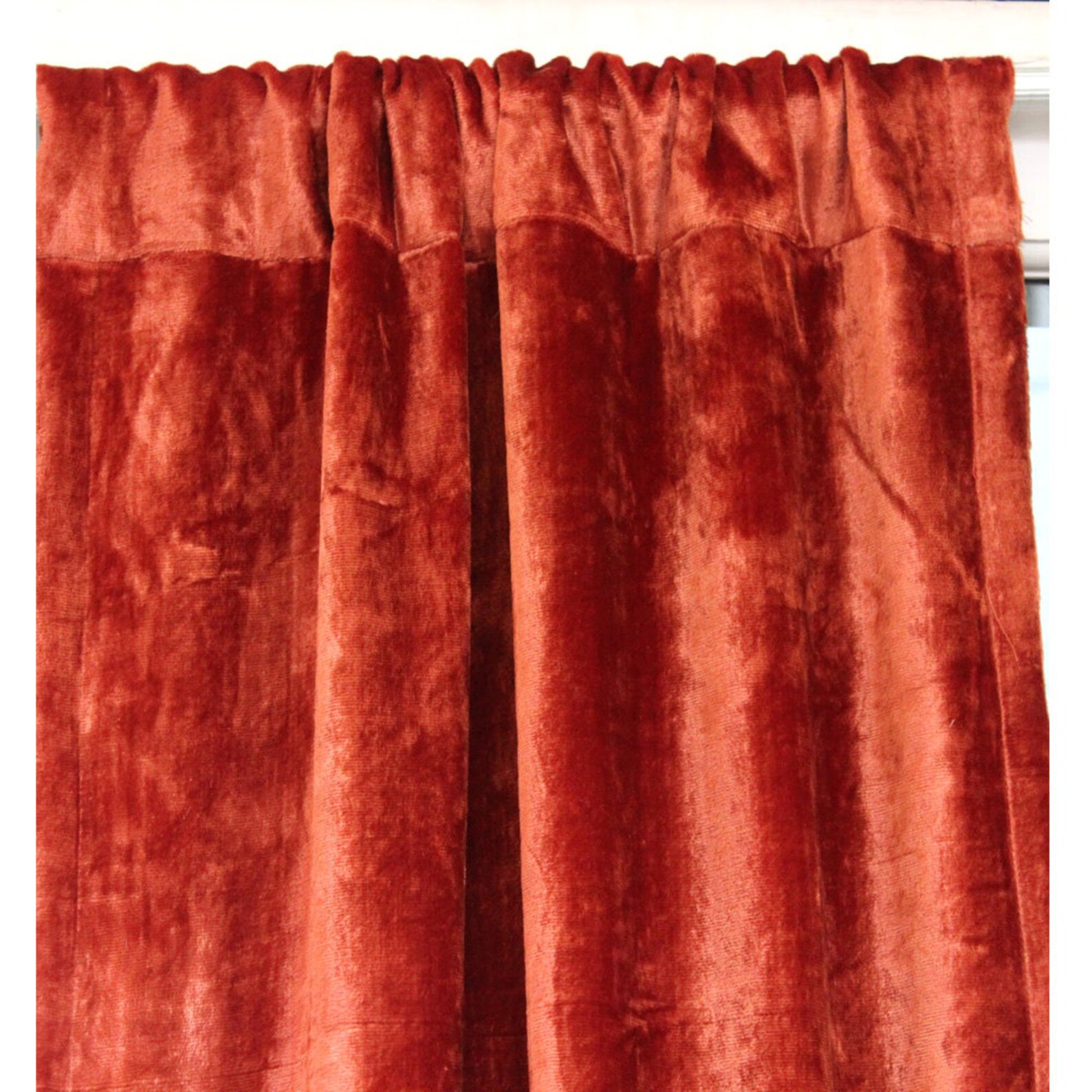 Rust Velvet Curtains 52x84 Rod Pocket Curtain | Etsy