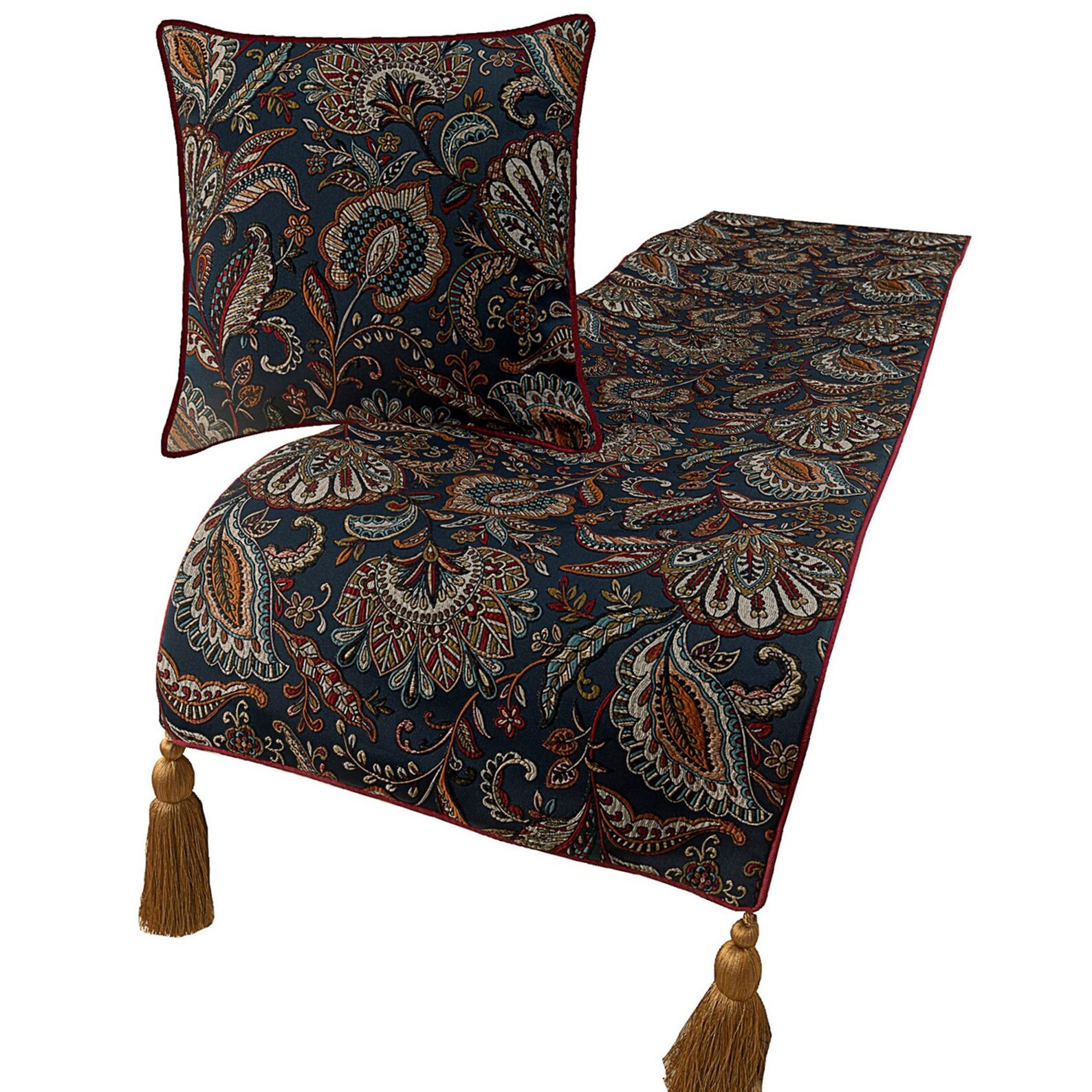 Bed Runner Collection With Decorative Throw Pillow Cover in King ...