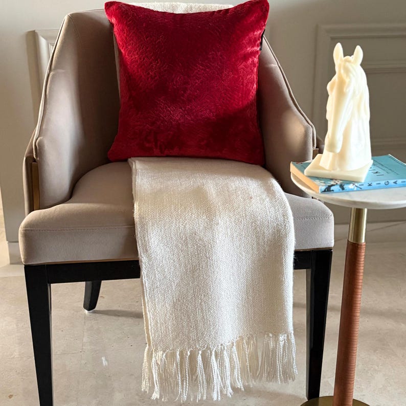 Red Velvet Textured Throw Pillow Cover, Plush Velvet Cushion Cover ...