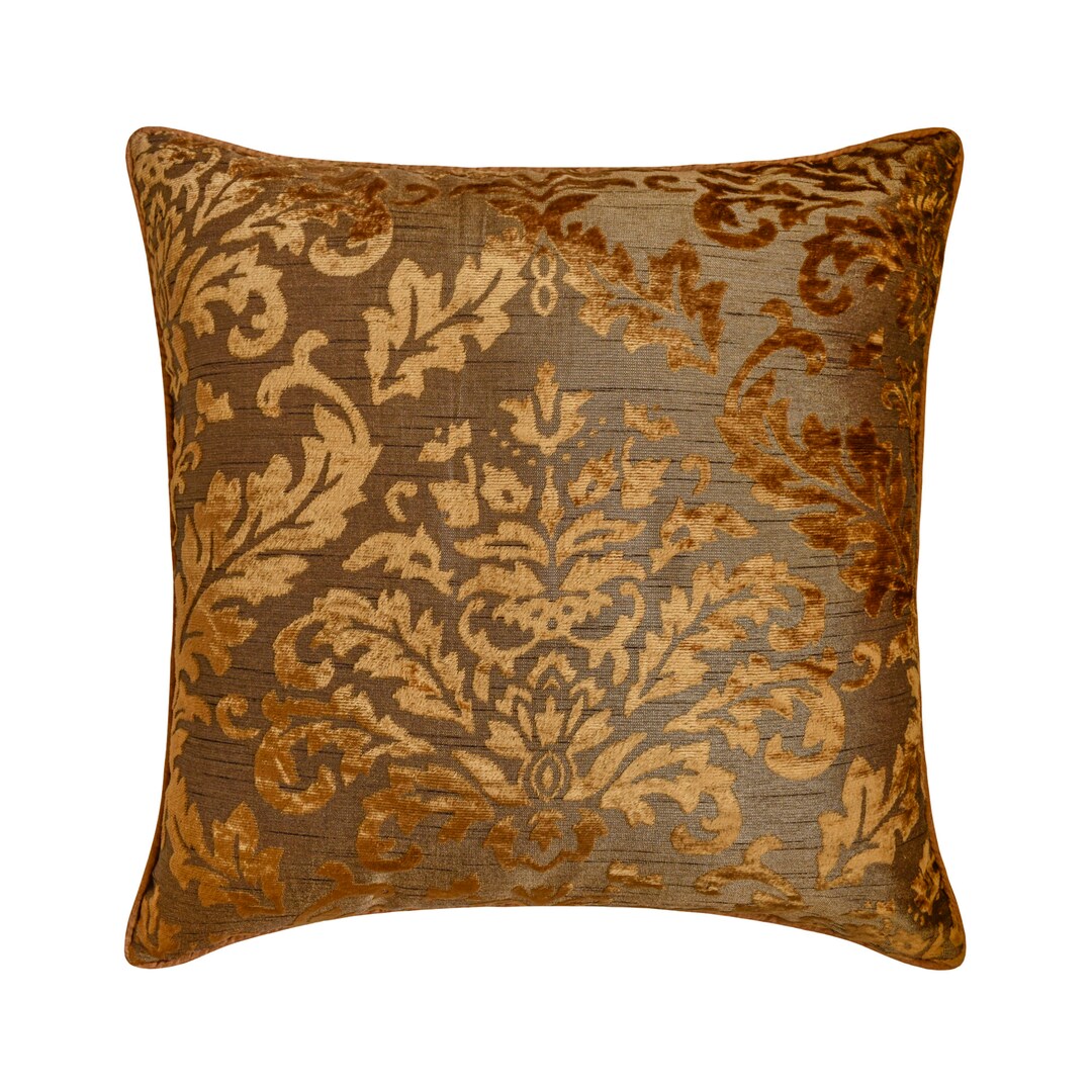 Designer Gold Euro Sham Cover 24"x24"/26"x26", Burnout Velvet Throw ...