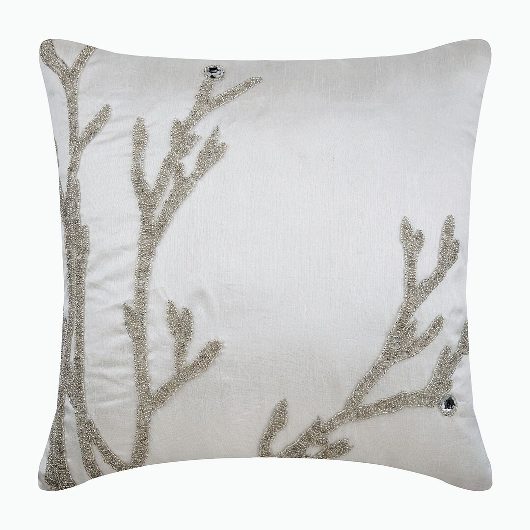 Decorative White Euro Size Pillow Cover 24"x24"/26"x26", Art Silk ...