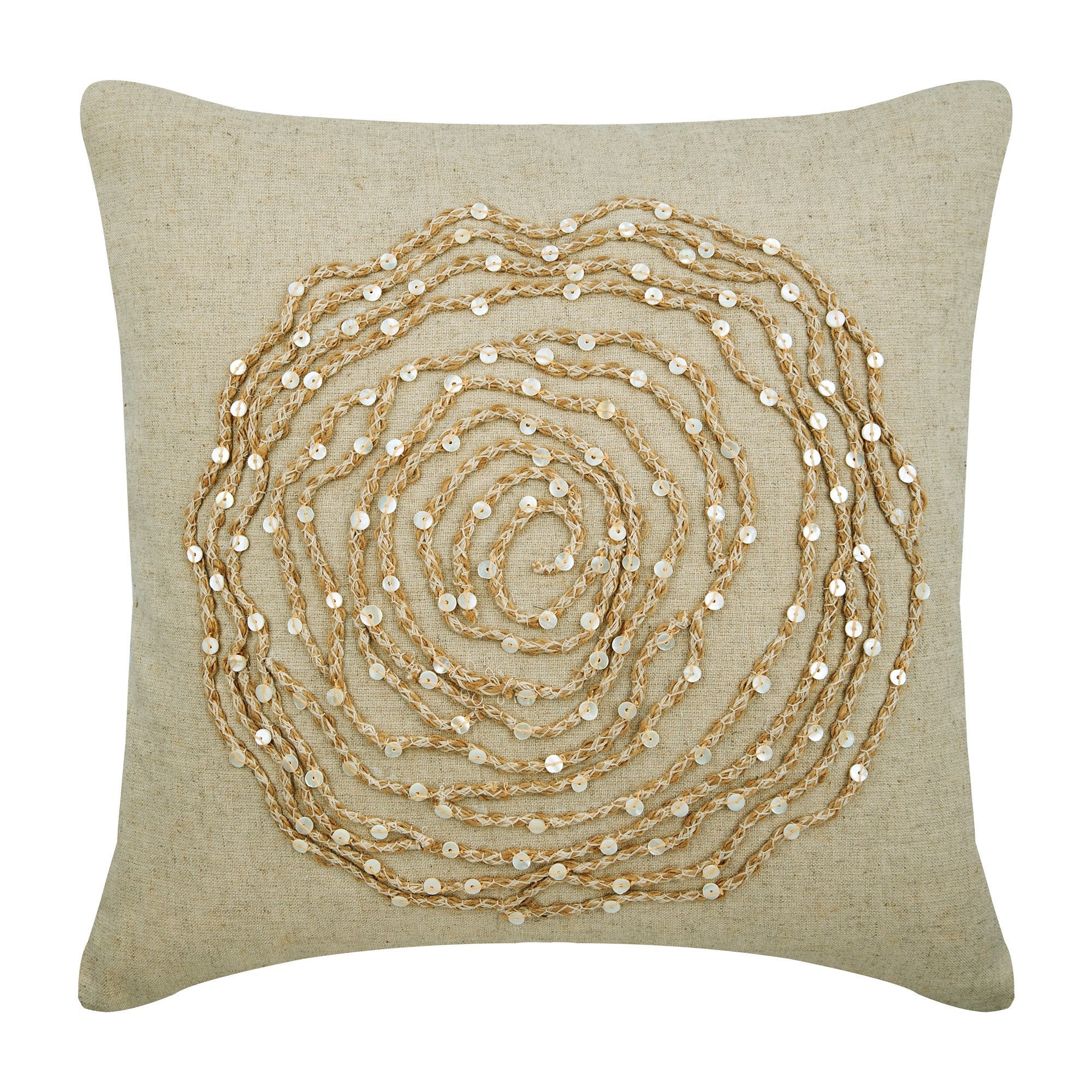 Decorative Jute Embroidery Couch Pillow 16x16 - Etsy