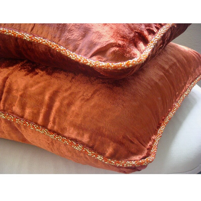 16x16 Designer Rust Orange Pillow Cover Velvet | Etsy