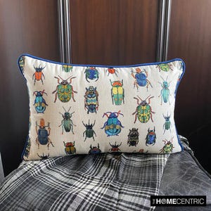 Beetle Oblong / Lumbar Pillow Cover Embroidered Bug Throw Pillow, Bug ...