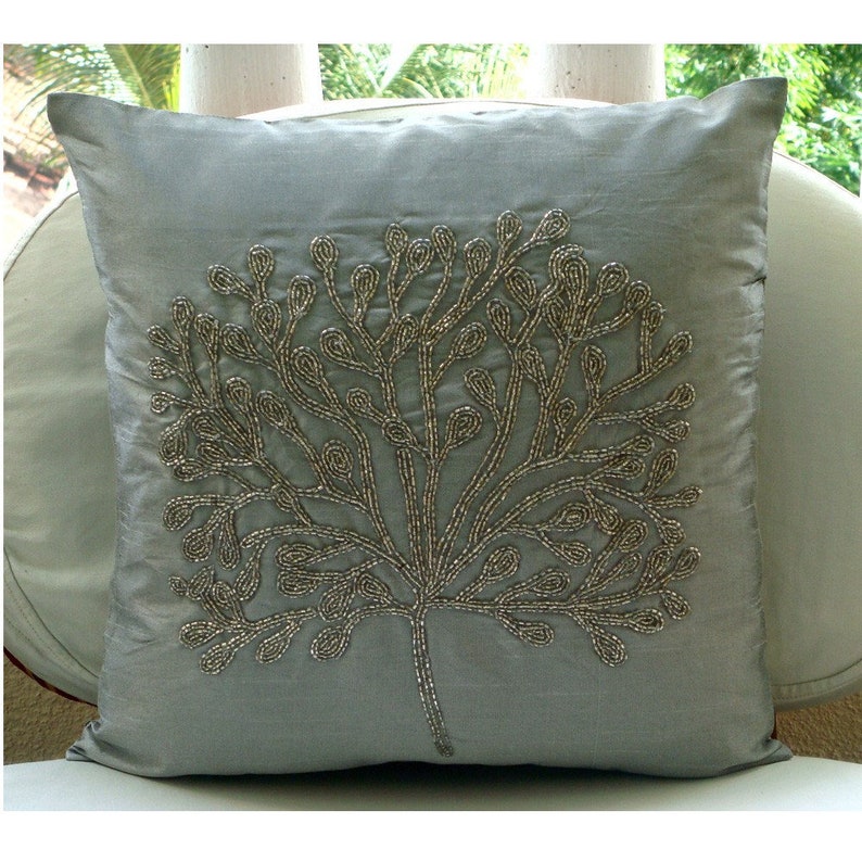 Handmade Tree Silver European Sham Cover 24x24 / - Etsy