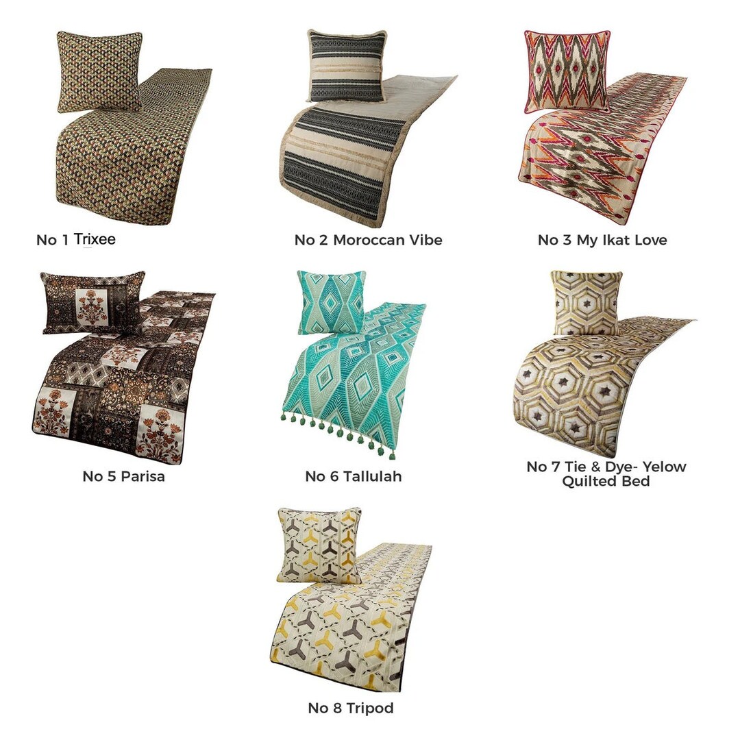 Bed Runner Collection With Decorative Throw Pillow Cover in King ...