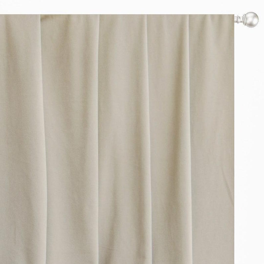 Ecru Cream Velvet Curtain Panels, Window Treatment (rod Pocket, Grommet ...