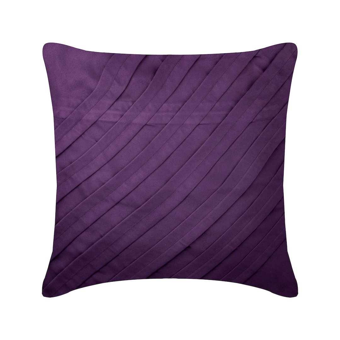 Decorative Purple Couch Cushion Cover 16x16, Faux Suede Throw Cushion ...