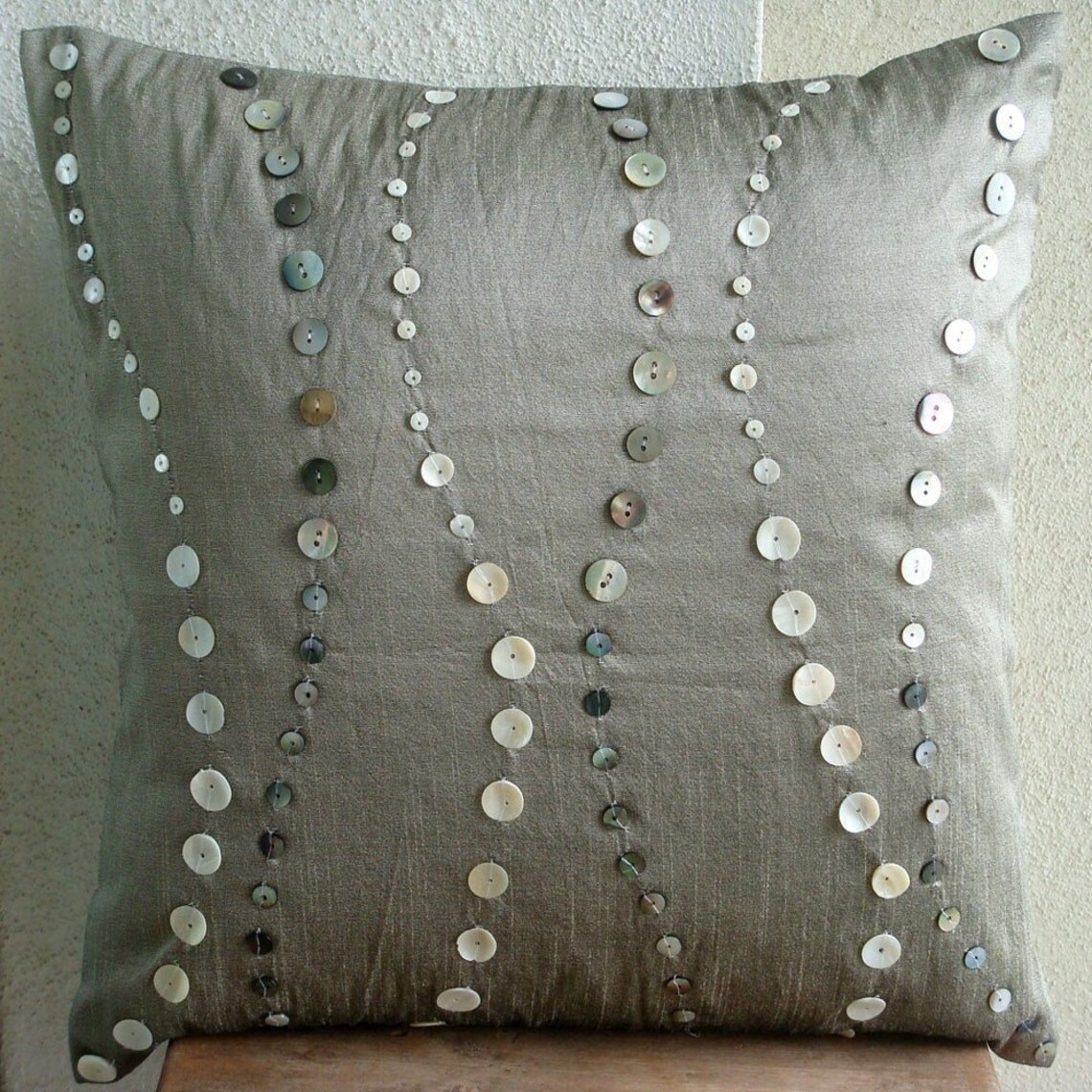 16x16 Handmade Gray Pillow Case Art Silk Pillow - Etsy