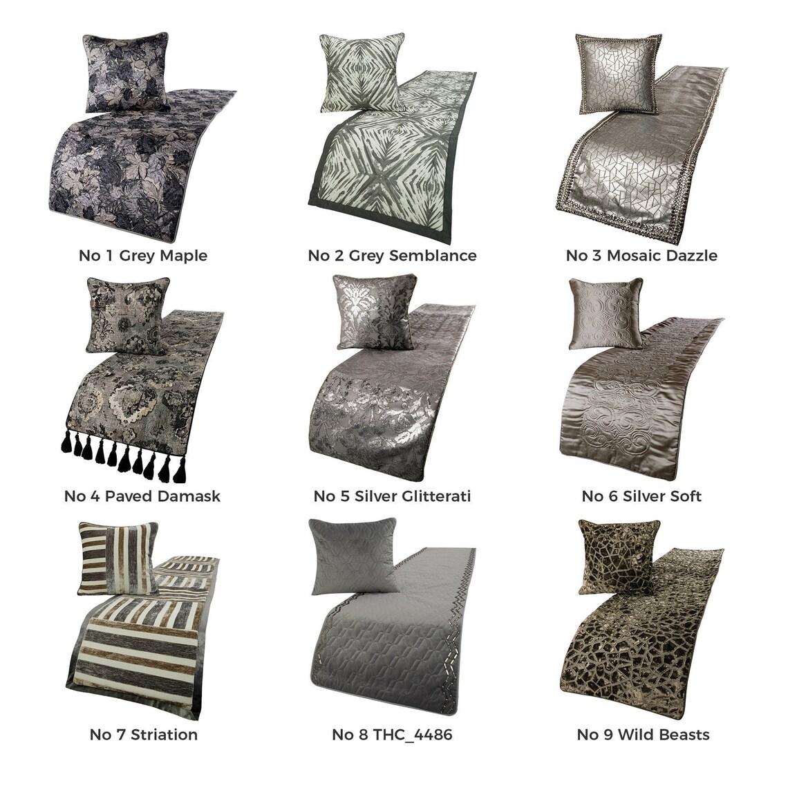 Bed Runner Collection With Decorative Throw Pillow Cover in King ...