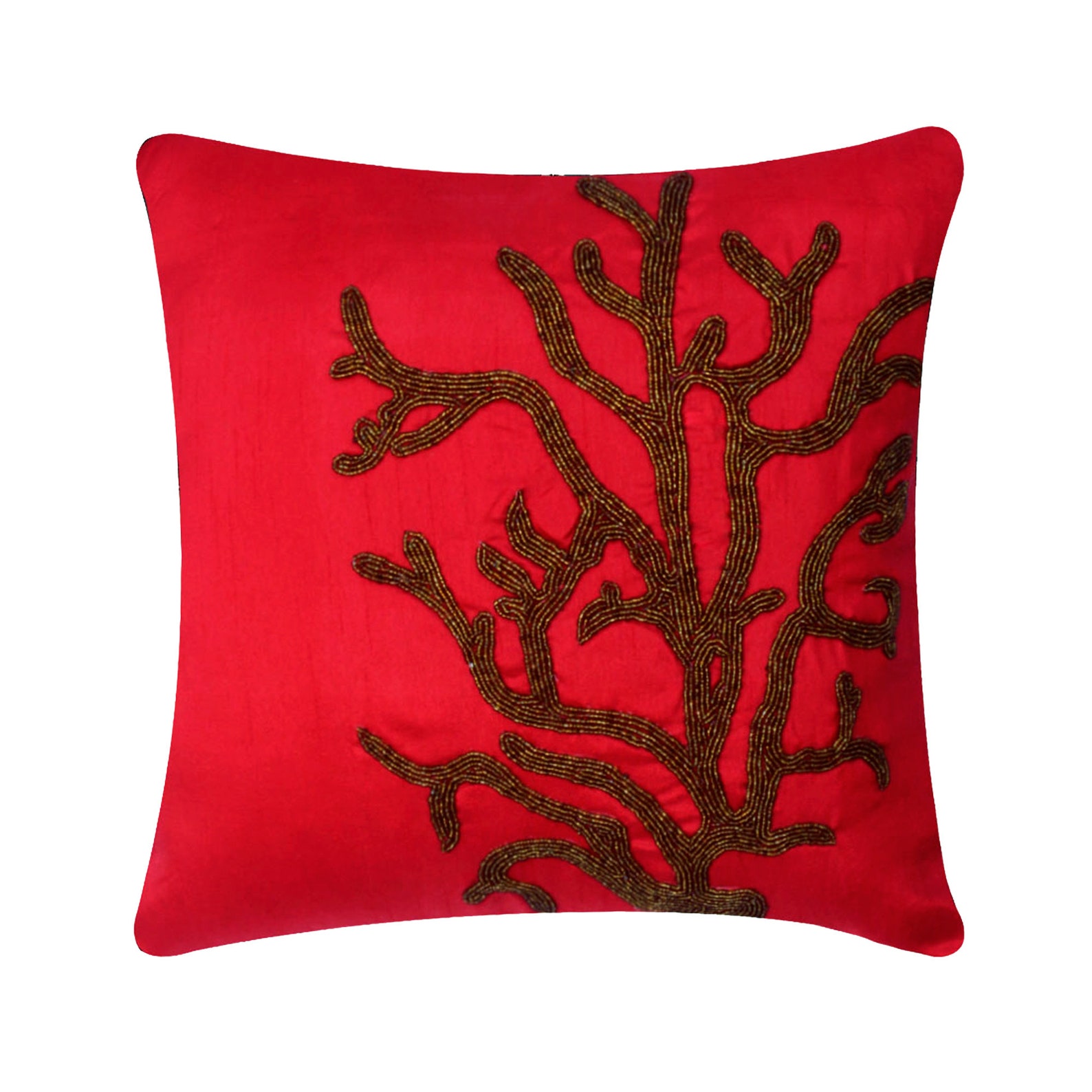 16x16 Decorative Red Throw Pillow Cover Art Silk - Etsy