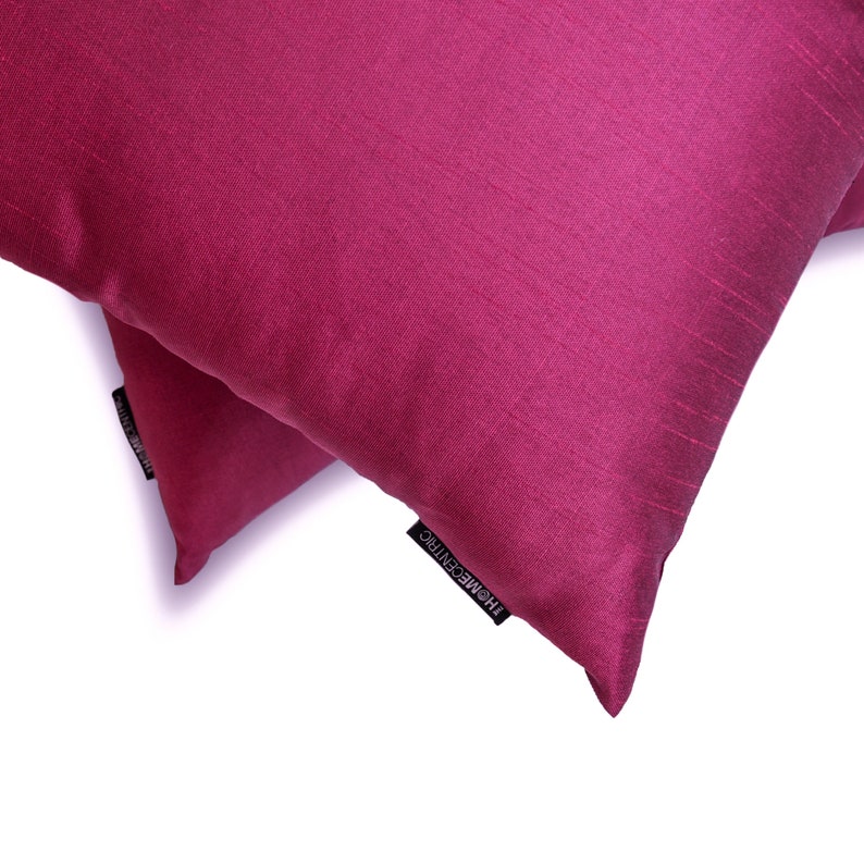 Pack of 2 Magenta Art Silk Pillow Covers, Square Throw Pillow Covers ...