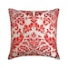 Decorative Cayenne Red Throw Pillow Cover 16"x16", Burnout Velvet Couch ...