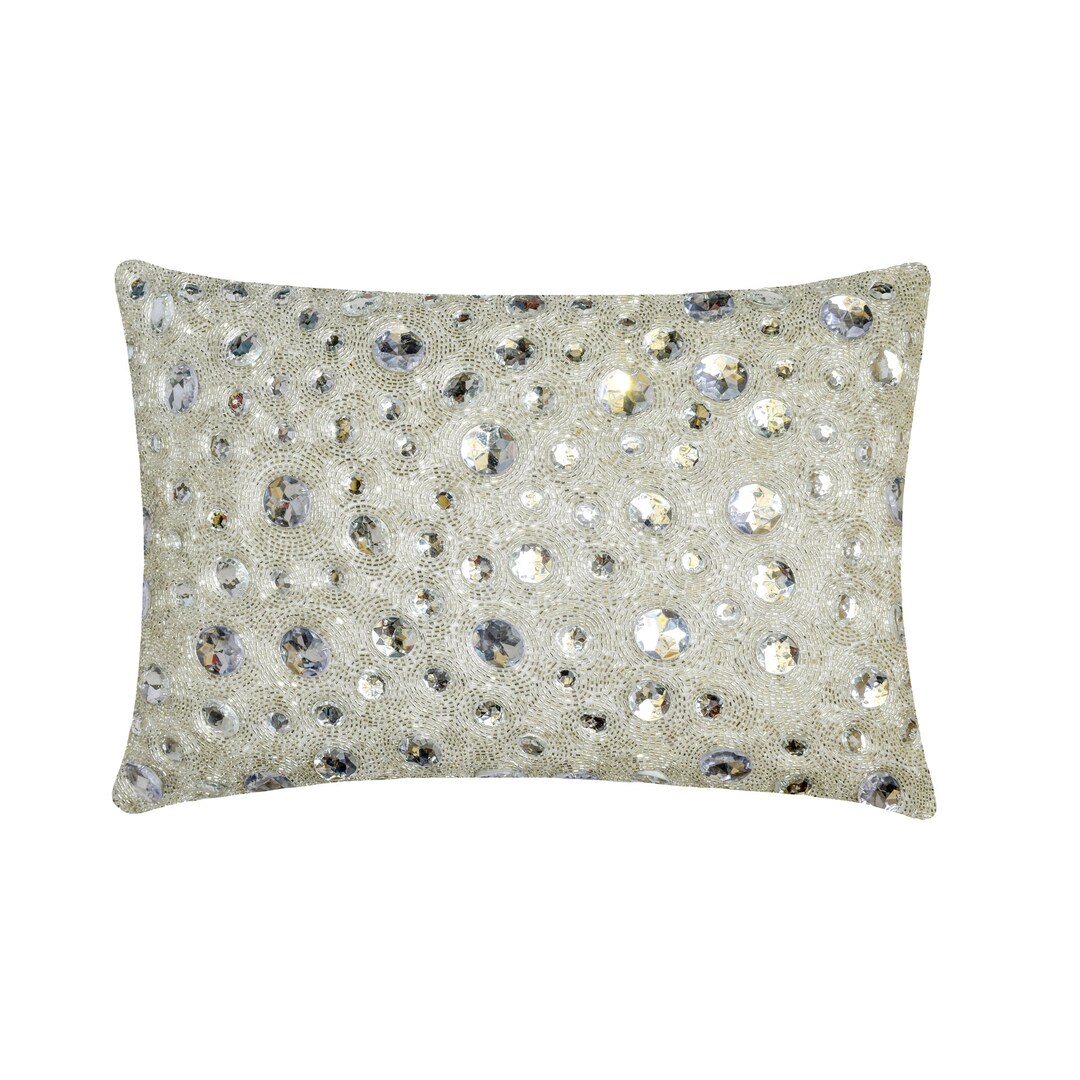 Decorative Oblong / Lumbar Rectangle Pillow Cover 12x16 White Silk ...