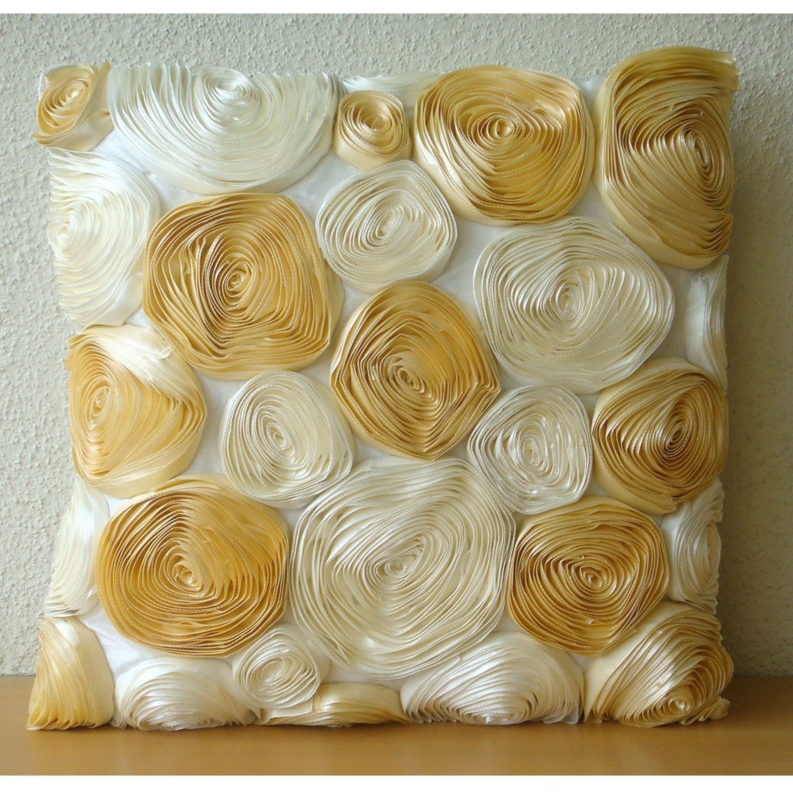 16x16 Decorative Ivory Pillow Case Art Silk | Etsy