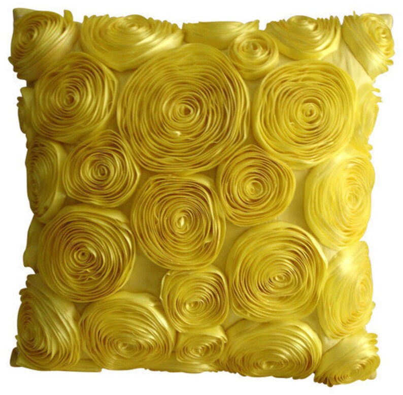 16x16 Designer Yellow Pillow Cushion Art Silk - Etsy