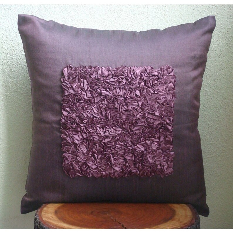 Throw Pillow for Bed Plum Purple Decorative 24"x24"/26"x26", Art Silk ...
