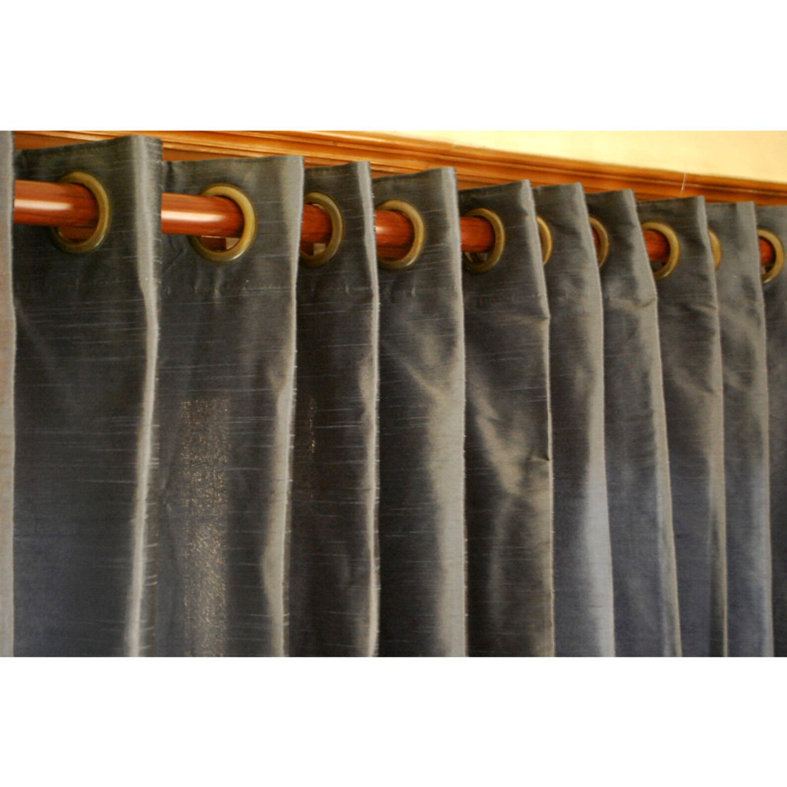 Pair of Dull Blue Silk Curtain Panels 26x96 | Etsy