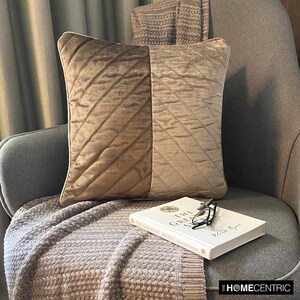 Decorative Cushion 16"x16" Brown / Beige Quilted Throw Pillow Cover ...