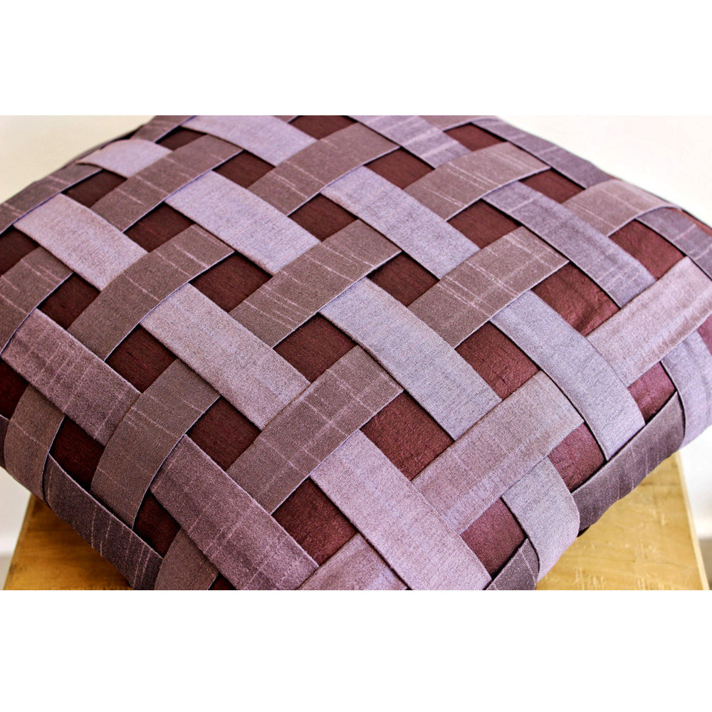 16"x16" Designer Plum Purple Throw Pillow Cover, Art Silk Pillow ...